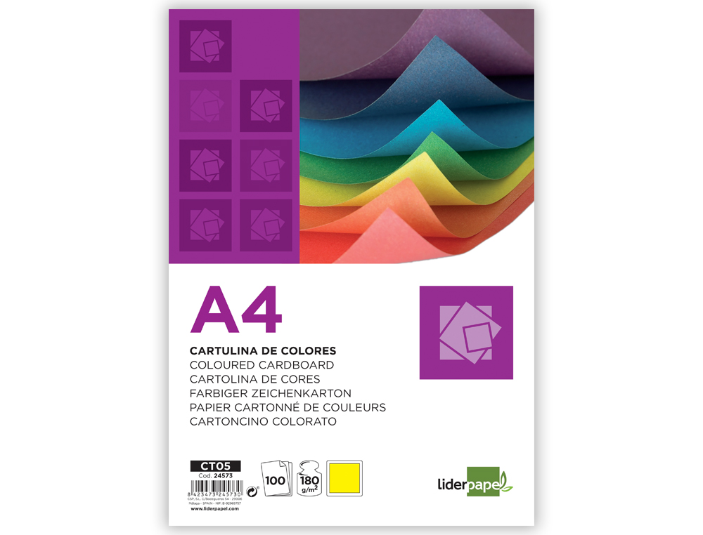 Cartolina liderpapel 180 gr 100 folhas din a4 amarela - Papelaria - WOOK