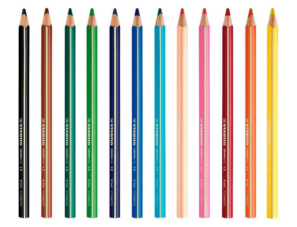 Lapis de cor stabilo green colors com certificado fsc estojo de cartao ...