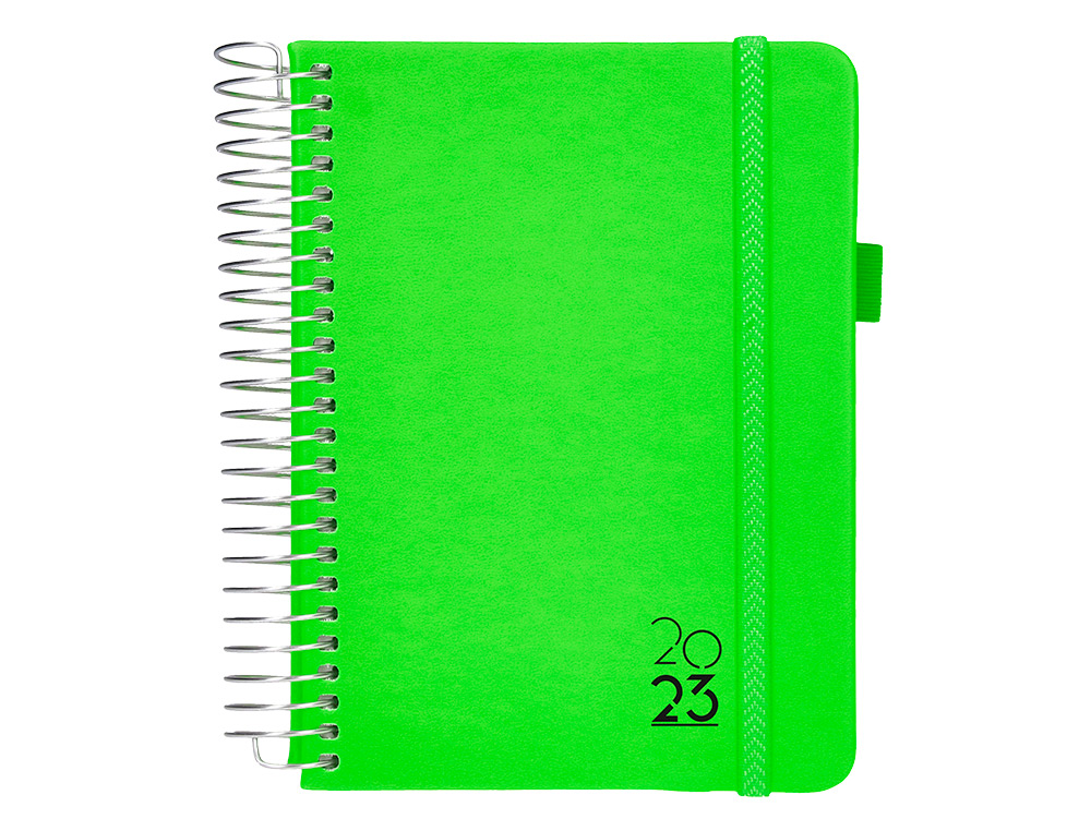 Agenda encadernada liderpapel neon a5 2023 dia pagina papel 70 gr cor ...