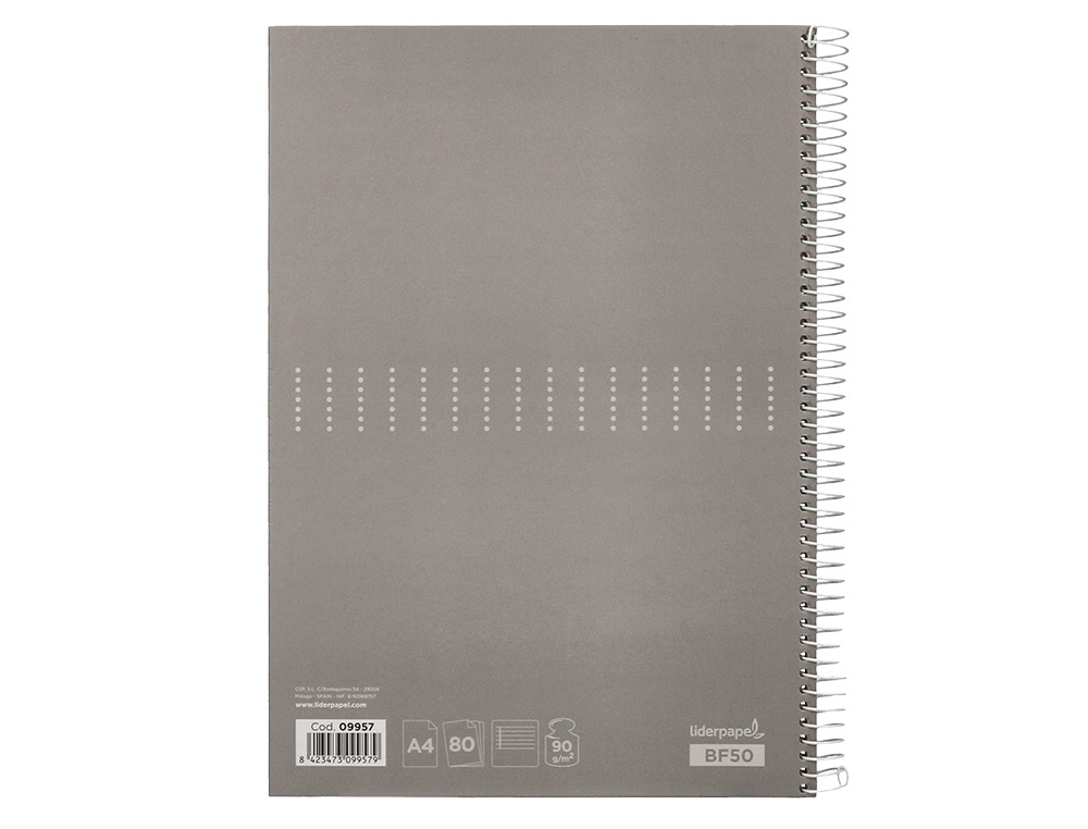 Caderno espiral Liderpapel. Din. A4. Capa forrada. 80 folhas, 90 gramas ...