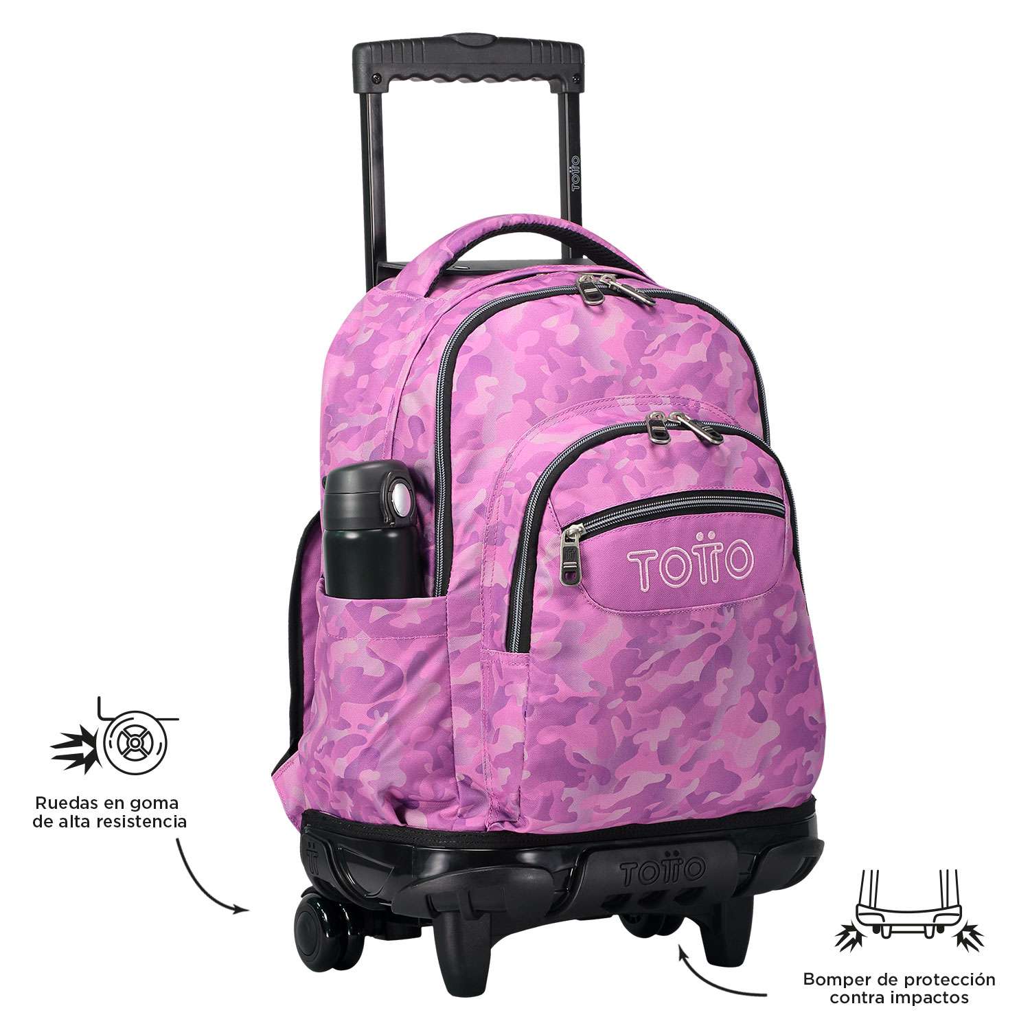 MOCHILA ESCOLAR C/RODAS TOTTO 8 A 12 ANOS RENGLONES 9I8 - Papelaria - WOOK