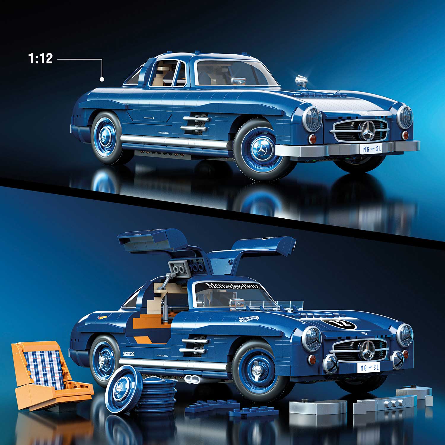 Hot Wheels Premium Series Brick Shop Mercedes-Bens 300 Sl 1600 Pecas ...