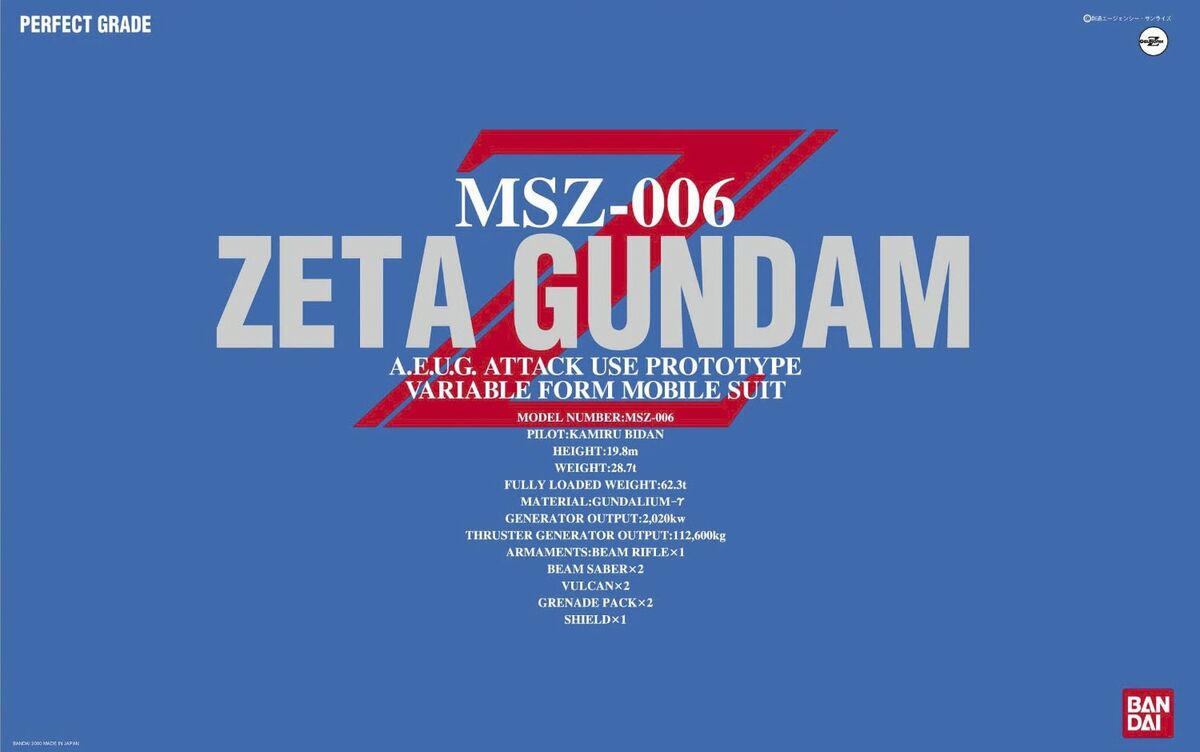 Model Kit Gundam Perfect Grade Zeta MSZ-006 1/60 - Merchandising - WOOK